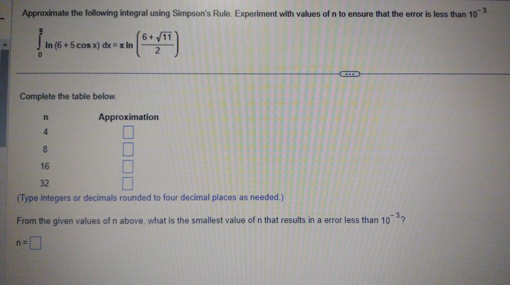 Solved Approximate the following integral using Simpson's | Chegg.com