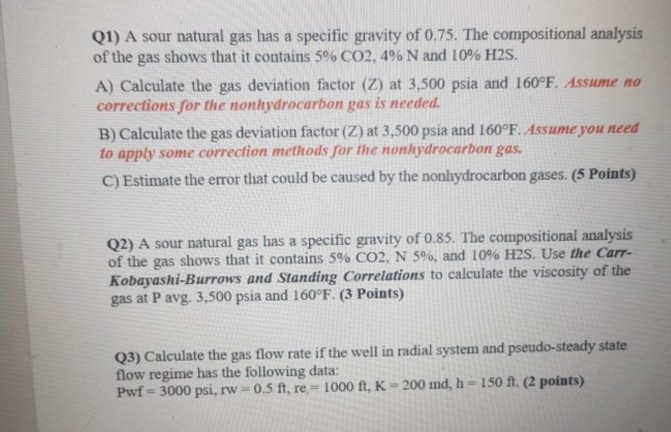01) A sour natural gas has a specific gravity of | Chegg.com