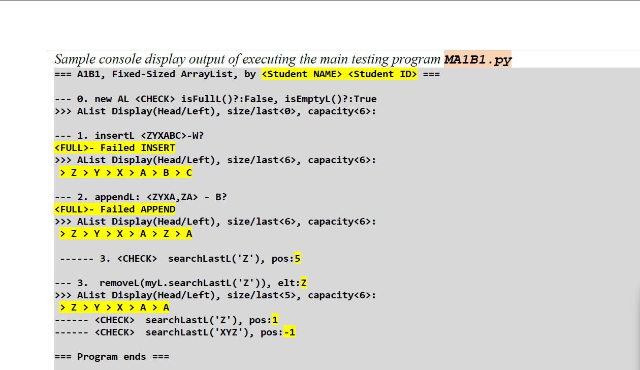 Solved Sample console display output of executing the main | Chegg.com