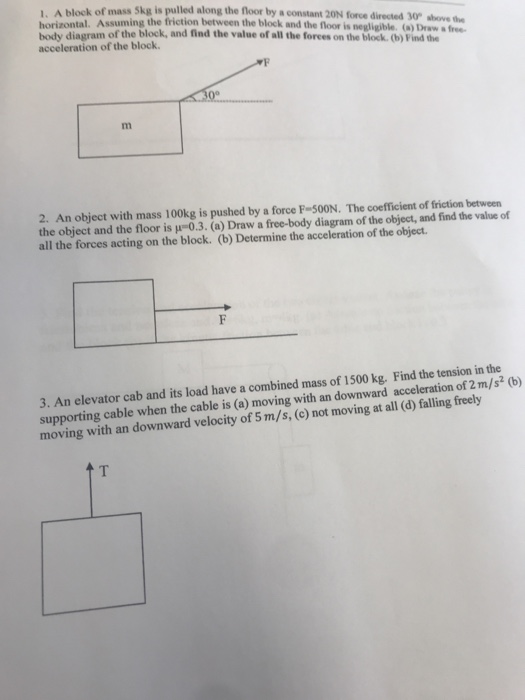 Solved L. A block of mass Skg is pulled along the floor by a | Chegg.com