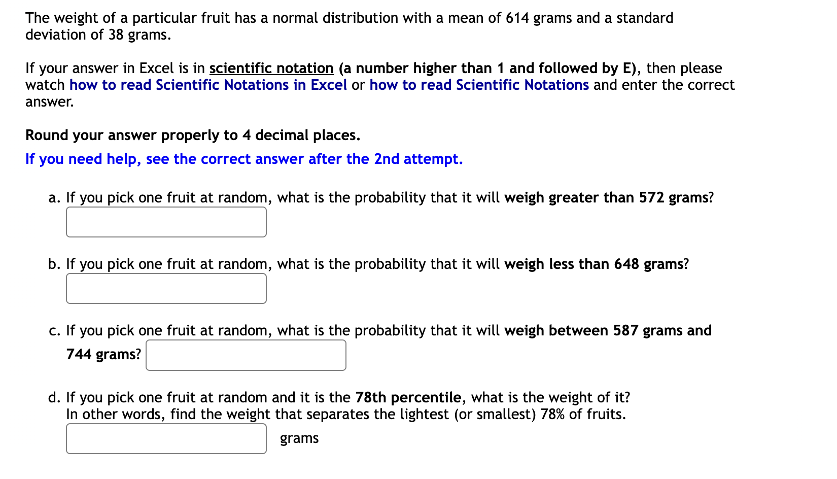 Solved The weight of a particular fruit has a normal | Chegg.com