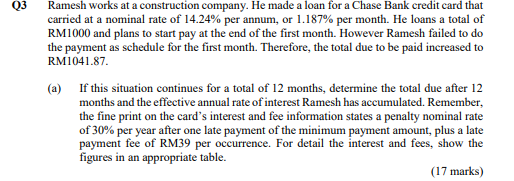 Solved Q3 Ramesh works at a construction company. He made a | Chegg.com