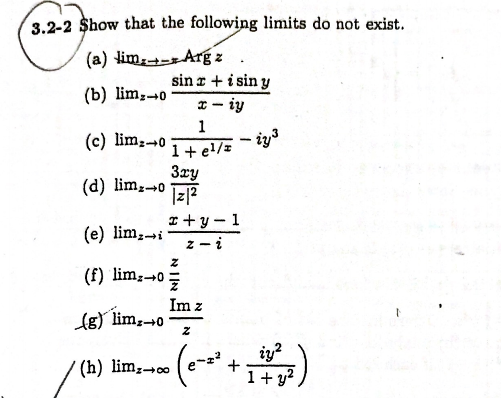 Solved 3.2-2 $how that the following limits do not exist. | Chegg.com