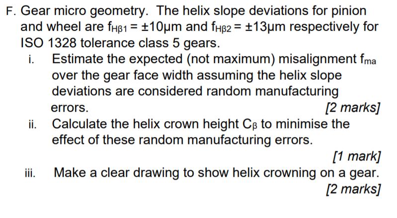 Gear micro geometry. The helix slope deviations for | Chegg.com