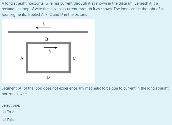 Solved A long straight horizontal wire has current through | Chegg.com