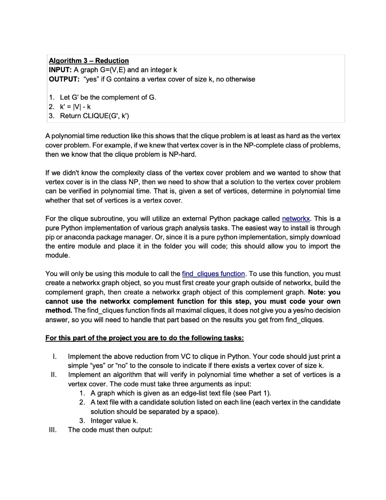 Project: Copying with NP-completeness Project | Chegg.com