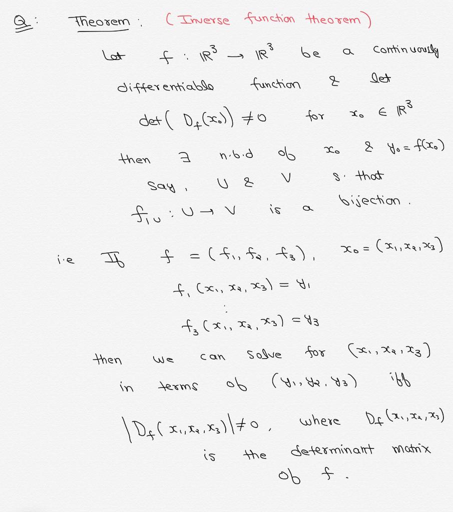 Solved Theorem : ( Inverse function theorem) a lot f: IRS be | Chegg.com