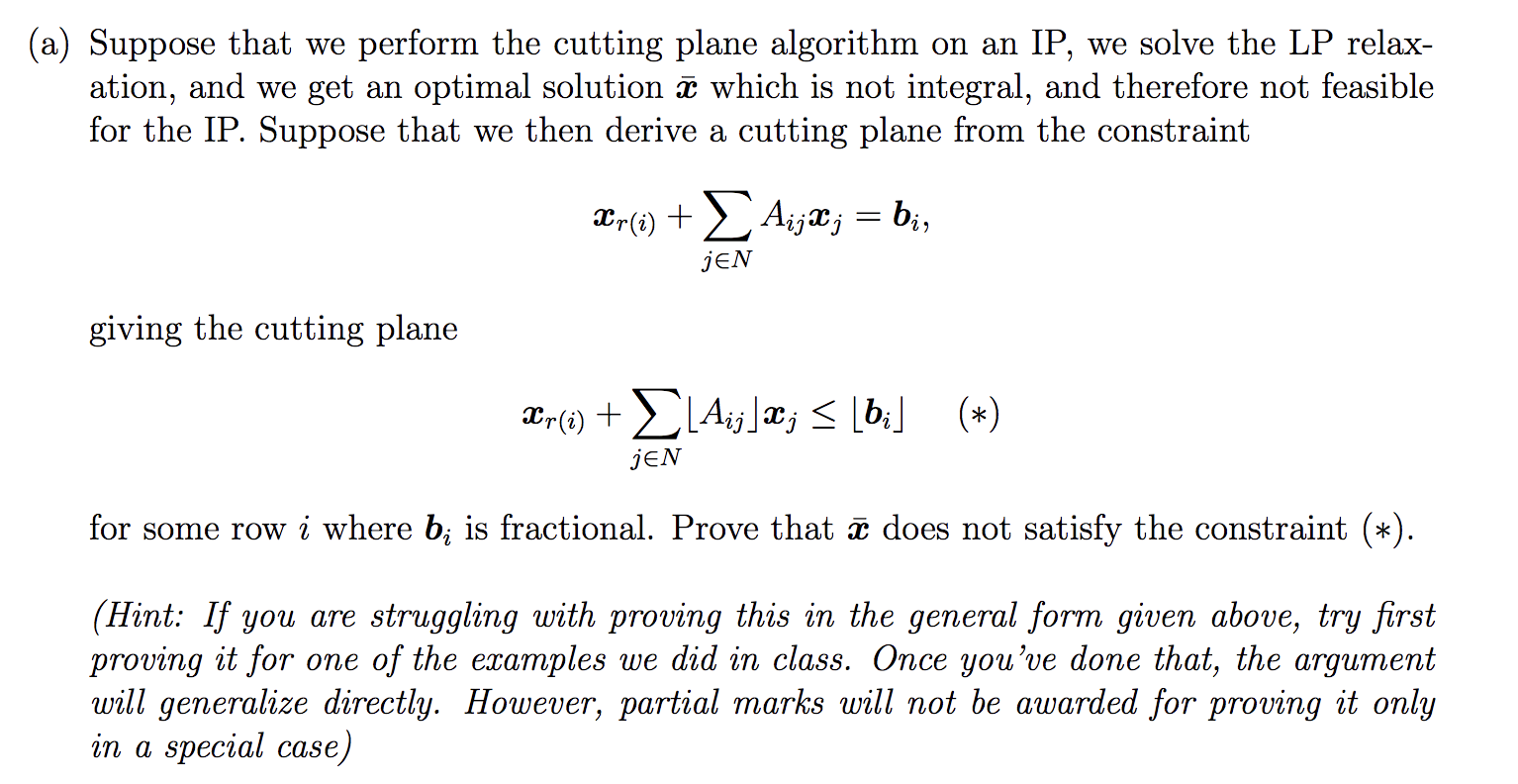 Solved (a) Suppose that we perform the cutting plane | Chegg.com