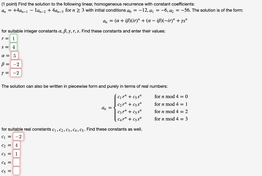 Solved (1 point) Find the solution to the following linear, | Chegg.com
