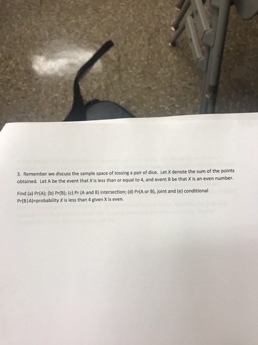 Solved 3. Remember we discuss the sample space of tossing a | Chegg.com