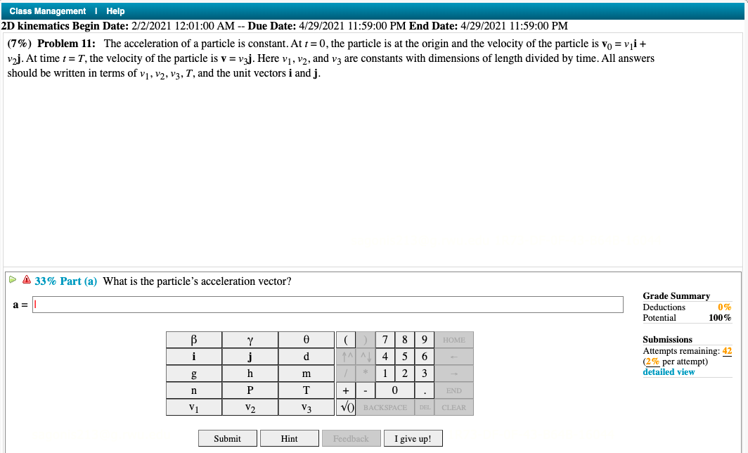 Solved Class Management | Help 2D kinematics Begin Date: | Chegg.com