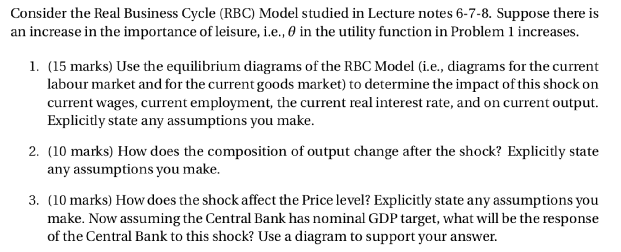 Solved Consider the Real Business Cycle (RBC) Model studied | Chegg.com