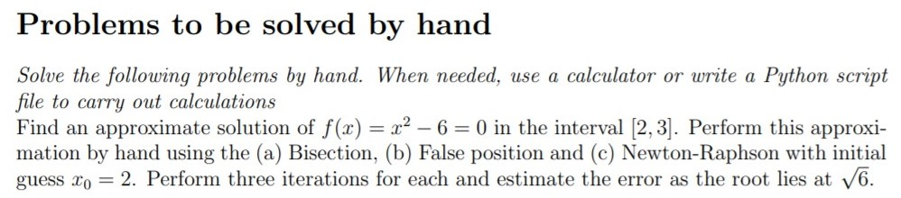 Solved Problems to be solved by hand Solve the following | Chegg.com