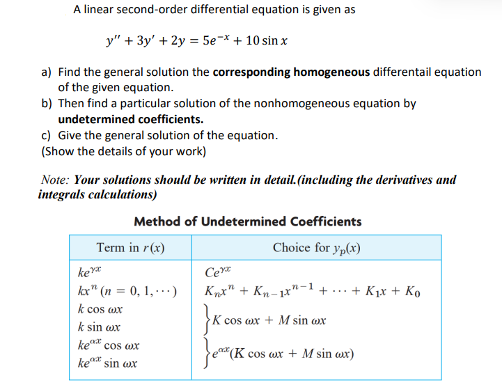 Solved A linear second-order differential equation is given | Chegg.com