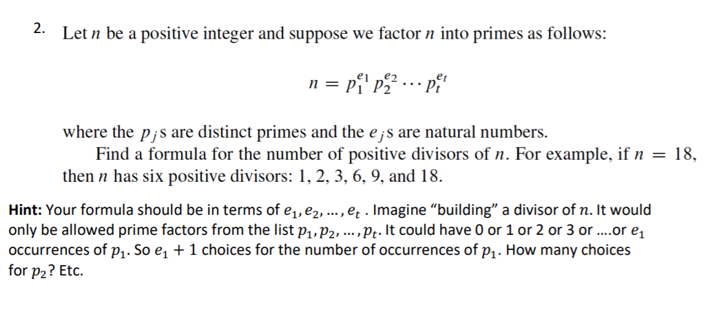 Solved 2. Let n be a positive integer and suppose we factor | Chegg.com