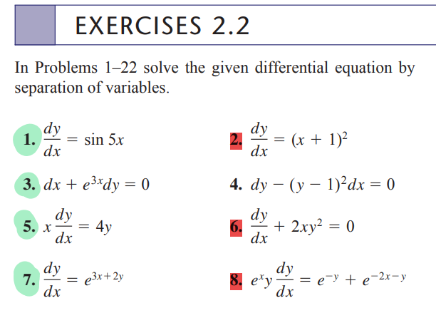 Solved In Problems 1-22 solve the given differential | Chegg.com