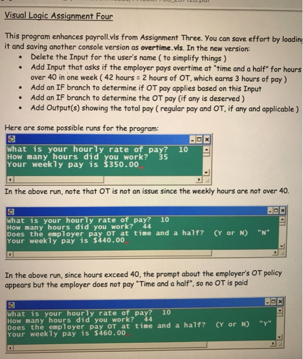 Solved Visual Logic Assignment Four This Program Enhances 6571