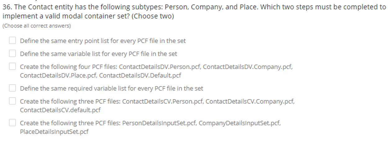 Solved 36. The Contact entity has the following subtypes: | Chegg.com