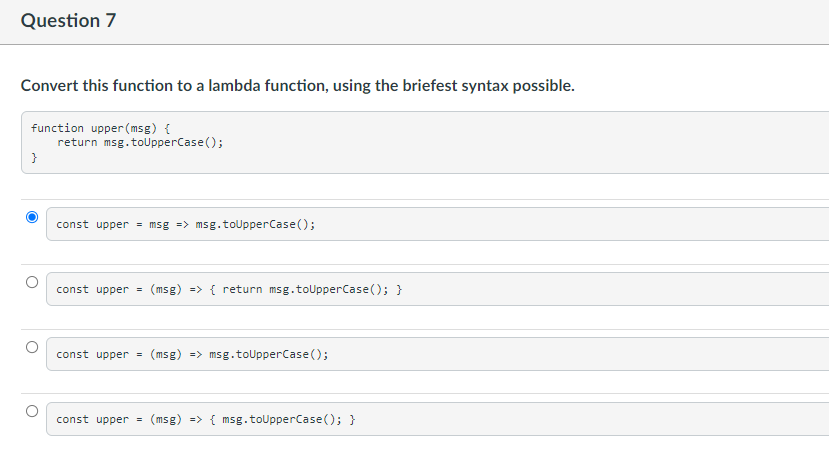 Solved Question 7 Convert this function to a lambda | Chegg.com