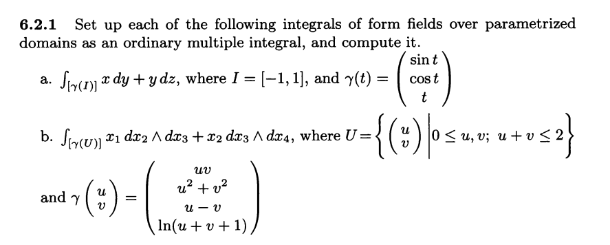 6.2.1 Set up each of the following integrals of form | Chegg.com