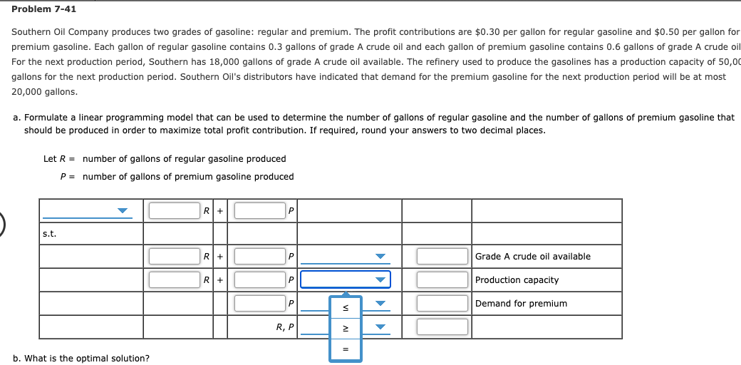 Solved Problem 7-41 Southern Oil Company produces two grades | Chegg.com