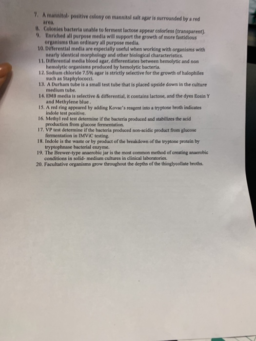 Solved 7. A mannitol positive colony on mannitol salt agar | Chegg.com