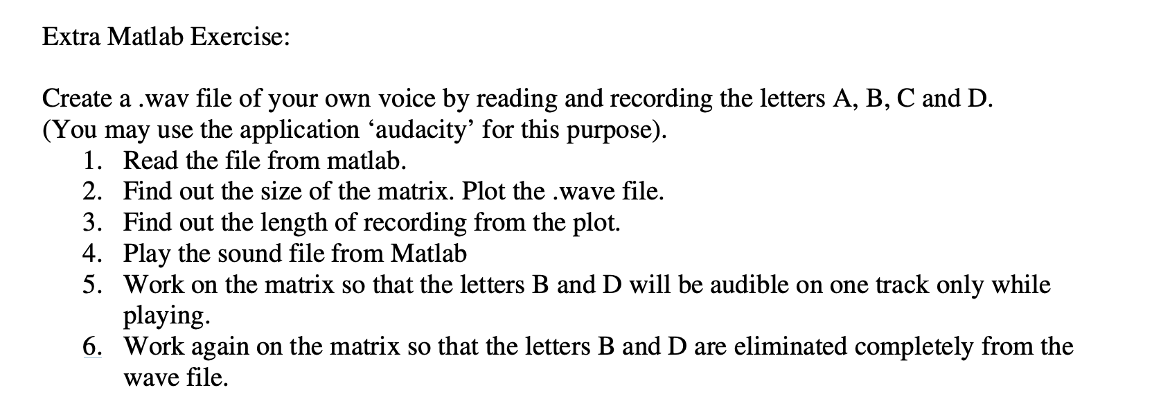 Solved solve this using MatLabExtra Matlab Exercise:Create a | Chegg.com