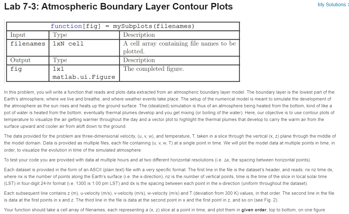 Lab 7-3: Atmospheric Boundary Layer Contour Plots My | Chegg.com
