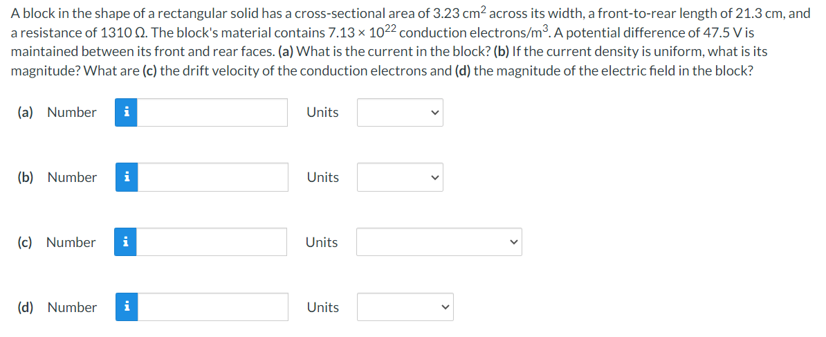 Solved A block in the shape of a rectangular solid has a | Chegg.com