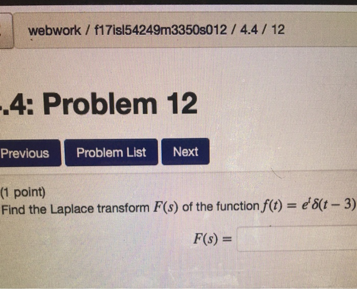 Solved webwork / f17isl54249m3350s012/4.4 12 ,4: Problem 12 | Chegg.com