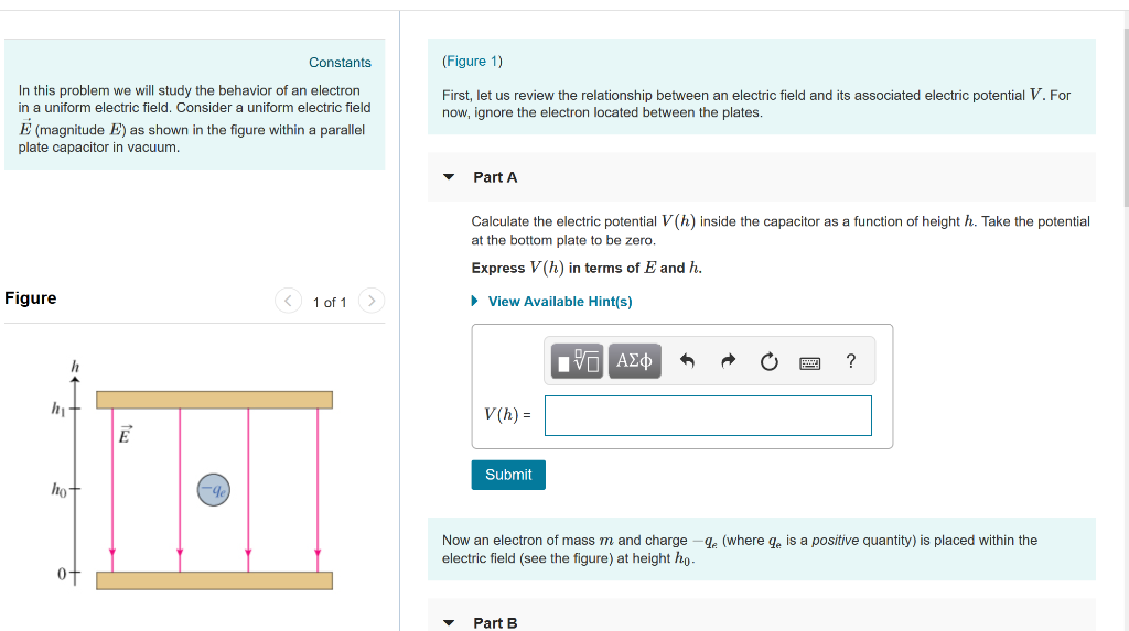 Solved Constants Figure 1) In this problem we will study the | Chegg.com