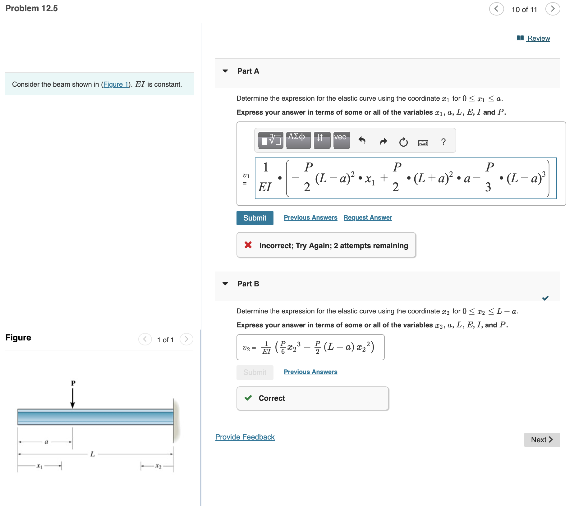 Solved Consider the beam shown in (Figure 1). EI ﻿is | Chegg.com
