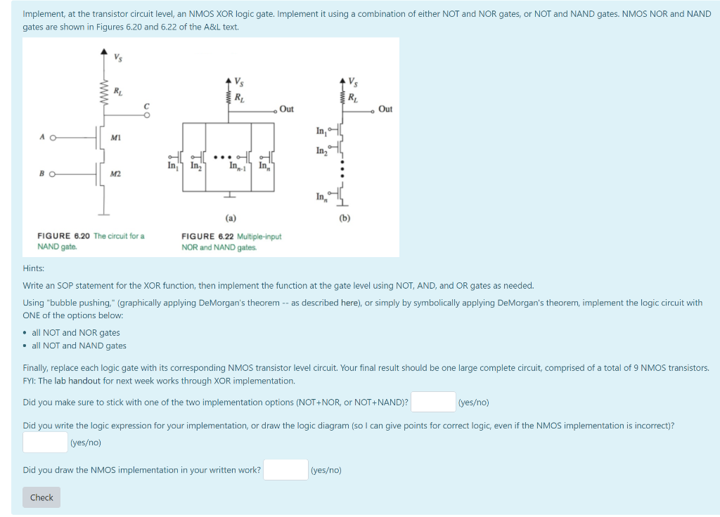 Solved Implement, at the transistor circuit level, an NMOS | Chegg.com