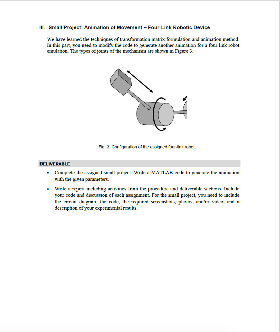 Solved III. Small Project: Animation of Movement - | Chegg.com