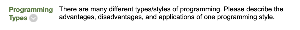 Solved Programming There are many different types/styles of | Chegg.com