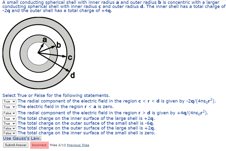 Solved A small conducting spherical shell with inner radius | Chegg.com