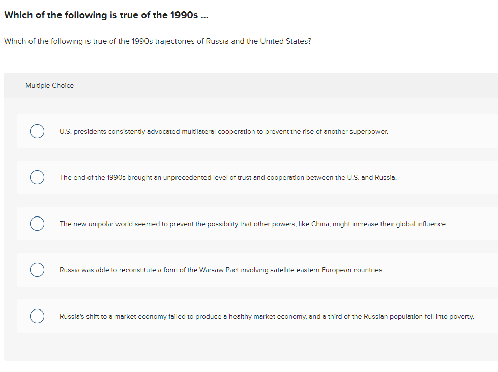 Solved Which of the following is true of the 1990s ... Which | Chegg.com