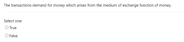Solved The transactions demand for money which arises from | Chegg.com