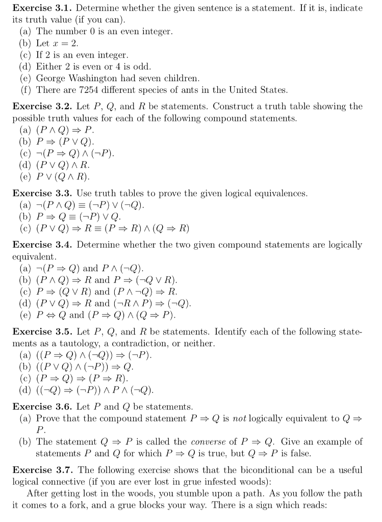 Solved Exercise 3.1. Determine whether the given sentence is | Chegg.com