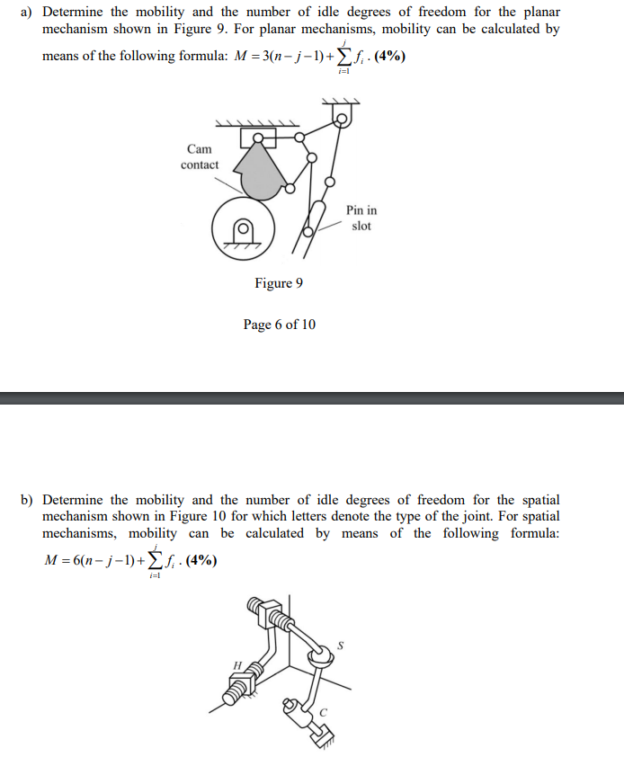 Solved a) Determine the mobility and the number of idle | Chegg.com