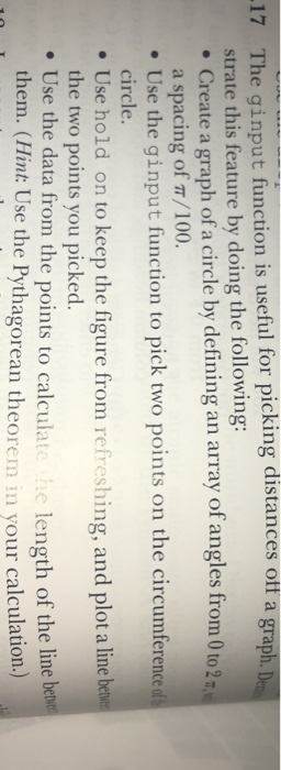 Solved 17 The Ginput Function Is Useful For Picking