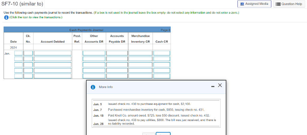 Solved SF7-10 (similar to) Assigned Media Question Help Use | Chegg.com