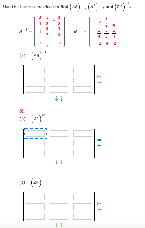 Solved -1 Use the inverse matrices to find a (AB)*+,(47), | Chegg.com