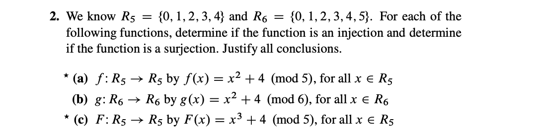 Solved 2. We know R5={0,1,2,3,4} and R6={0,1,2,3,4,5}. For | Chegg.com