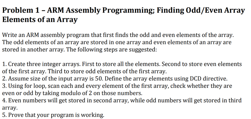 Problem 1 - ARM Assembly Programming; Finding | Chegg.com