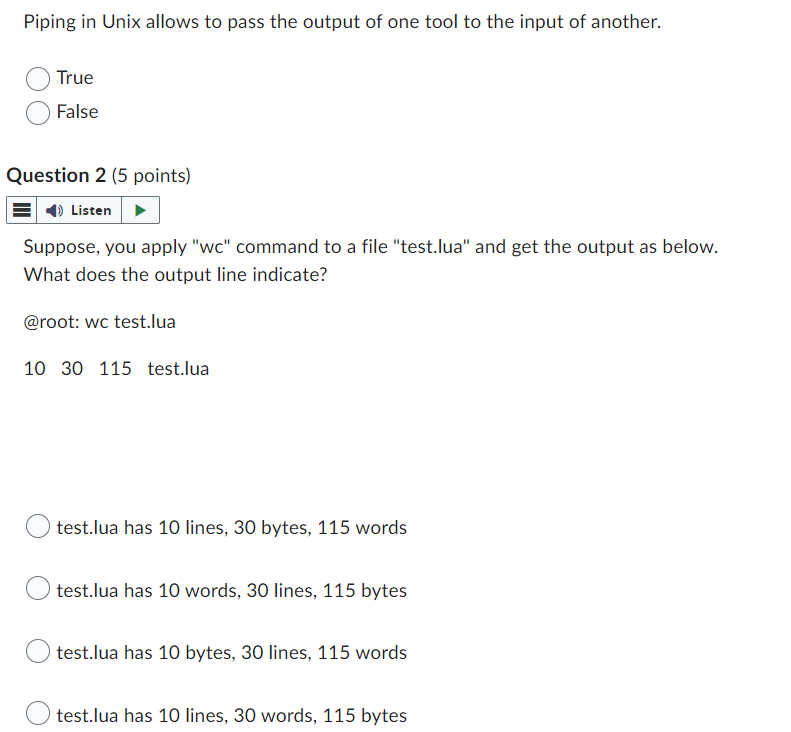Solved Piping In Unix Allows To Pass The Output Of One Tool