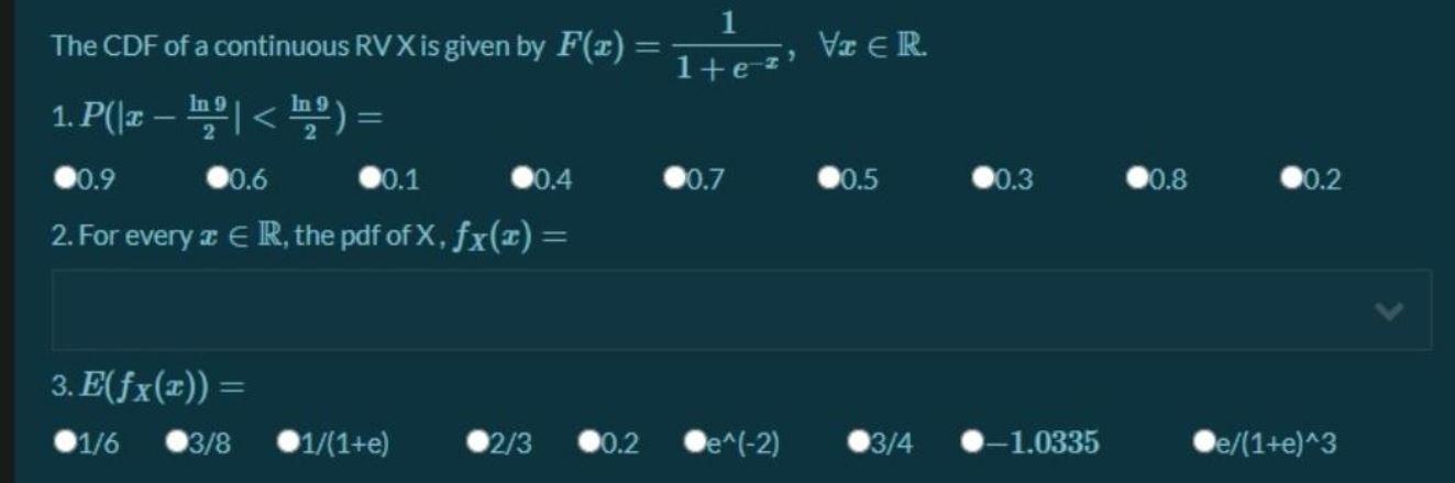 Solved 1 The CDF of a continuous RV X is given by F(2) = | Chegg.com