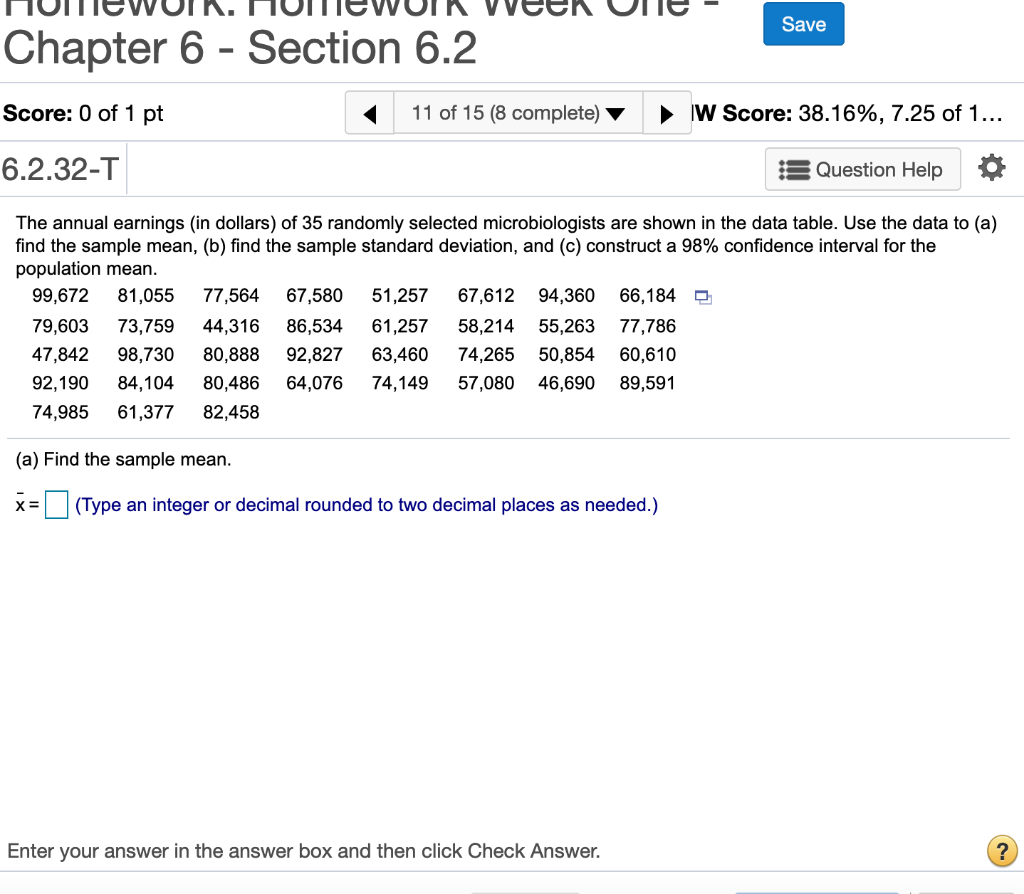 Solved Homework: Homework Week One - Chapter 6 - Section 6.2 | Chegg.com