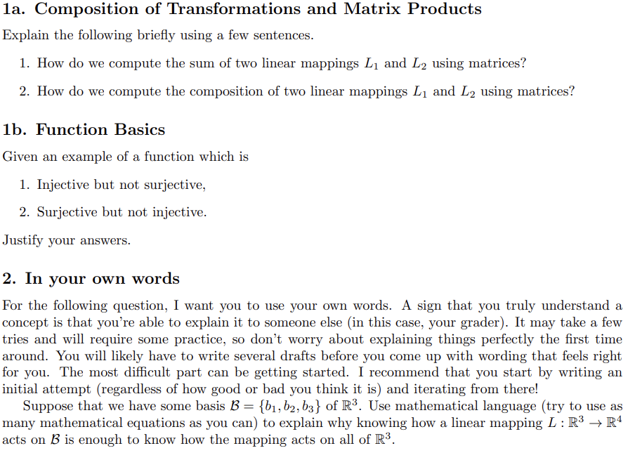 Solved 1a. Composition of Transformations and Matrix | Chegg.com