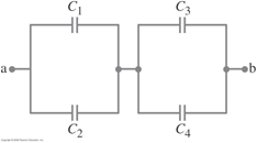 Solved C1=C3= 8x10-6 F, C2 = C4= 16x10-6 F and Q3 = 21x10-6 | Chegg.com